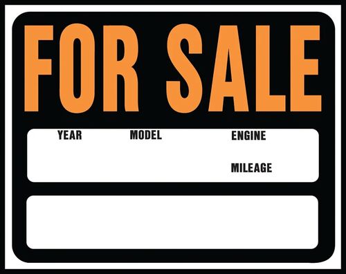 Hy-Ko 15" x 19" Auto and Boat For Sale Plastic Sign