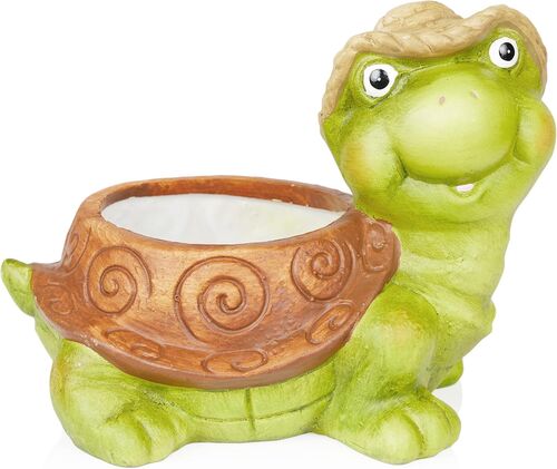 Alpine Corporation 7" Terracotta Clay Turtle Pot Planter