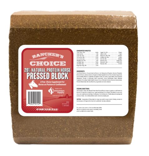 Rancher's Choice 20% Natural Protein Horse Pressed Block - 33 Lb