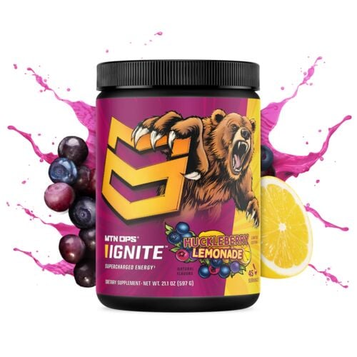 MTN OPS Ignite Energy Powder in Huckleberry Lemonade - 45 Servings