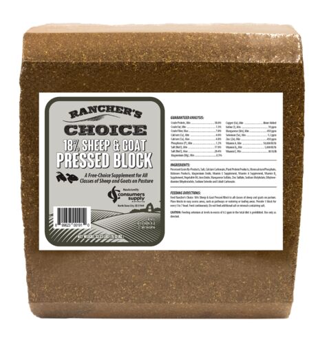 Rancher's Choice 18% Protein Pressed Block for Sheep & Goats - 33.33 Lbs