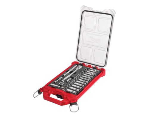 Milwaukee 3/8" Drive 32-Piece Ratchet & Socket Set with PACKOUT Low ...