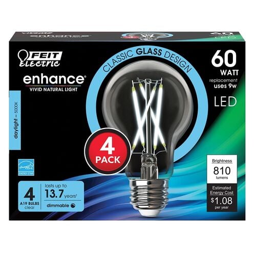 Feit Electric 60W Replacement Daylight A19 E26 Filament LED Light Bulb ...
