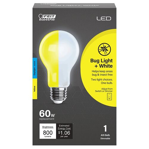 Feit Electric 60W Equivalent A19 Color Selectable LED Bug Light