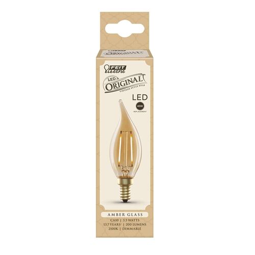 Feit Electric CA10 E12 (Candelabra) LED Bulb Amber 40 Watt Equivalence