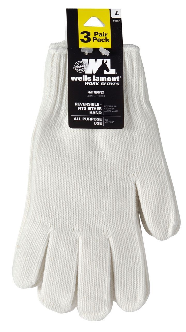 Men's 3-Pack String Knit Reversible Work Gloves
