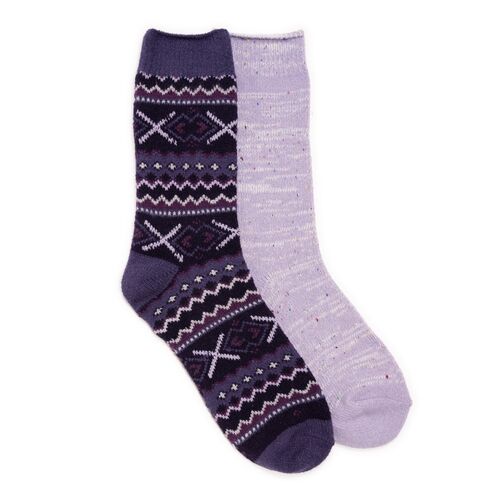 Muk Luk Women's 2-pack Fluffy Yarn Boot Socks - Assorted