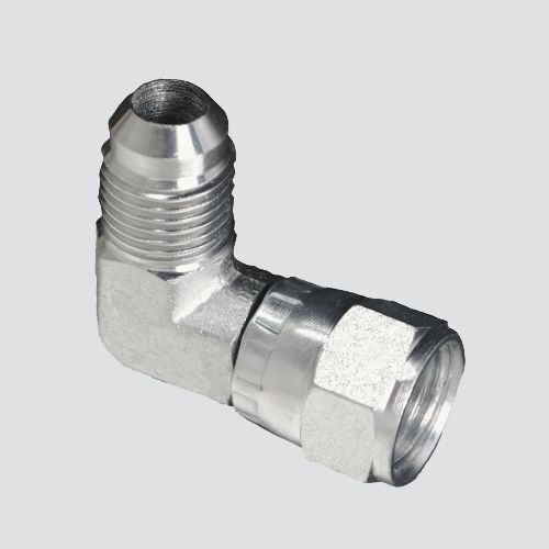 Apache 3/8" Male JIC x 3/8" Female JIC 90 Degree Swivel Hydraulic Adapter - Style 6500