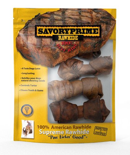 AMERICAN Supreme Knotted Bone Beef Rawhide - 4-5" 4 Pack