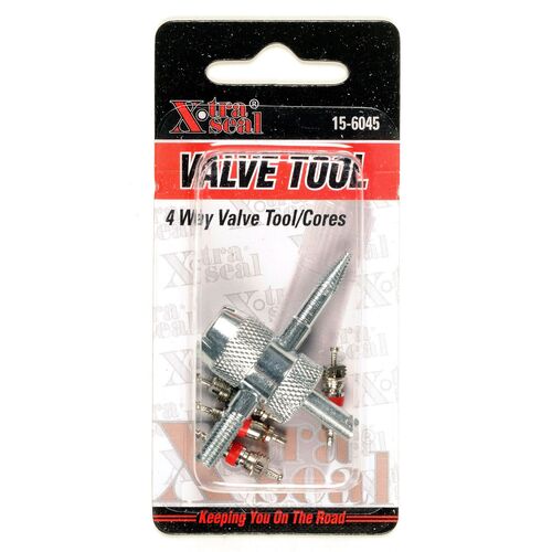 X-tra Seal 4-Way Valve Tool with 4 Valve Cores