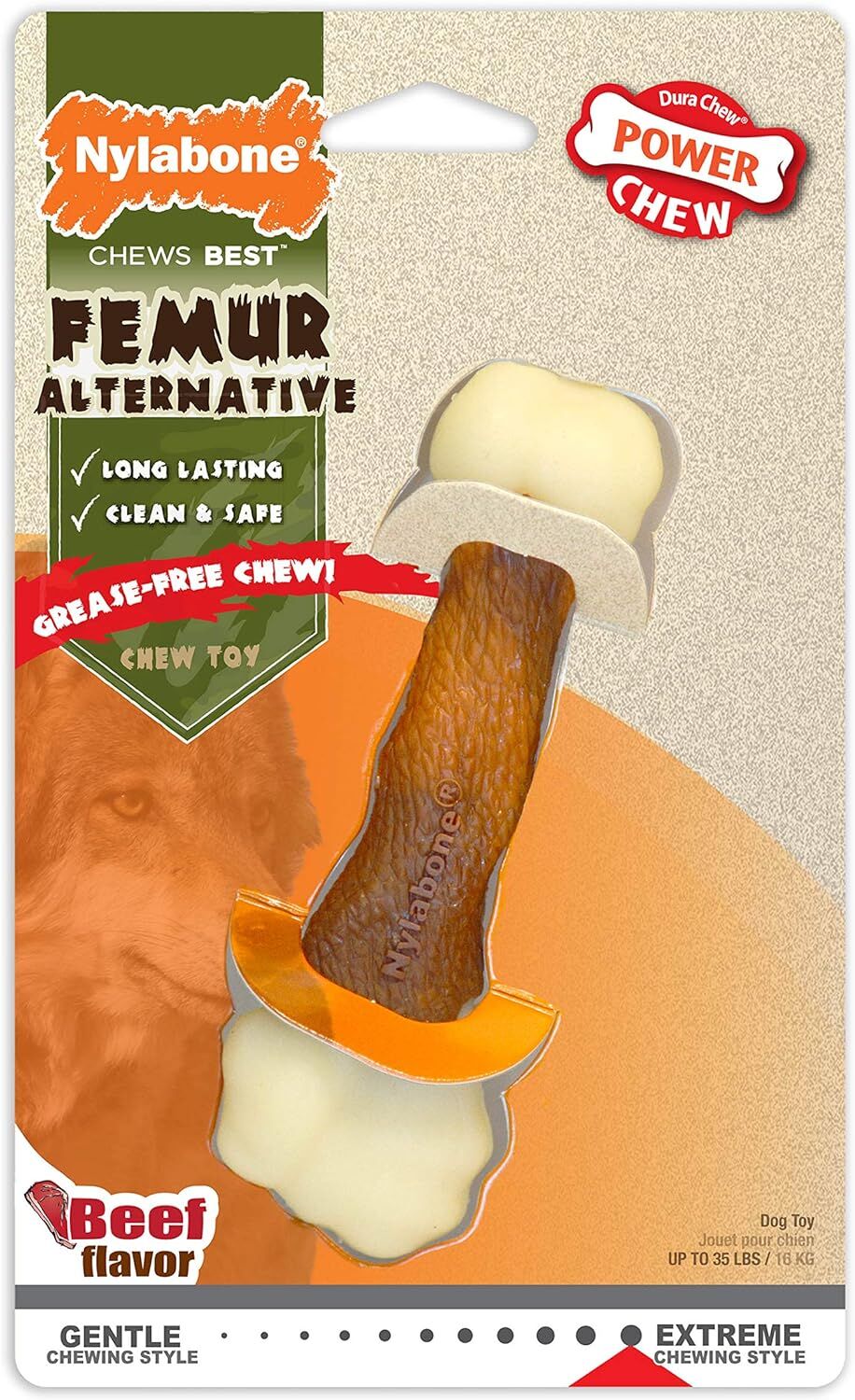 Nylabone Power Chew Femur Bone Rawhide Alternative Nylon Chew Toy
