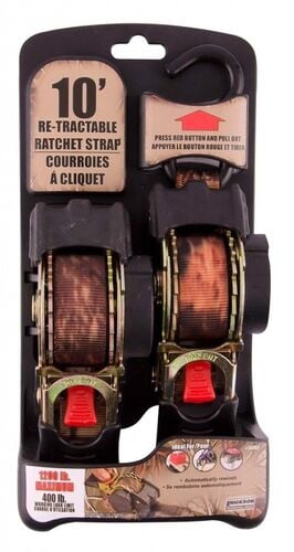 Erickson Retractable Tie Down Strap in Camo - 1" x 10'