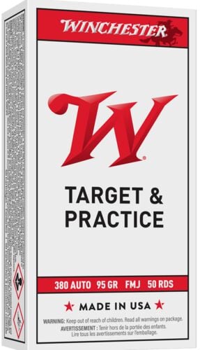 Winchester Target & Practice 380 Auto 95 GR FMJ - 50 Rounds