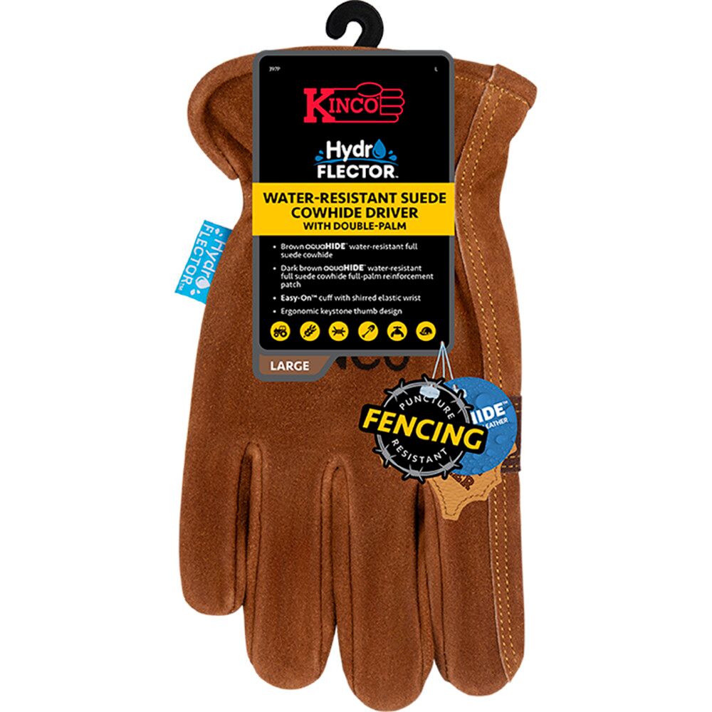 Kinco Men's Hydroflector Water-Resistant Premium Suede Cowhide Driver ...