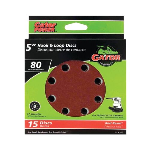 5" Random Orbit Hook & Loop Sanding Discs 15-Pack - 80 Grit