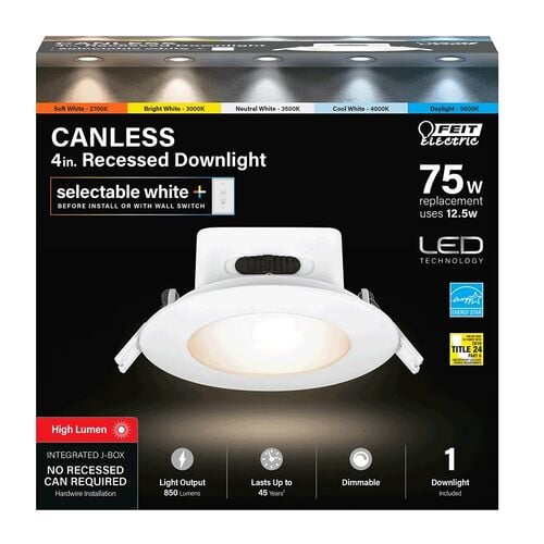 Feit Electric 4" Selectable White High Output Integrated J-Box Recessed ...
