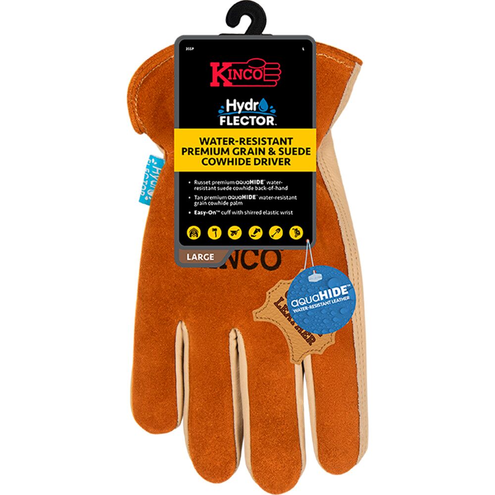 Kinco Men's Hydroflector Water-Resistant Premium Grain & Suede Cowhide ...
