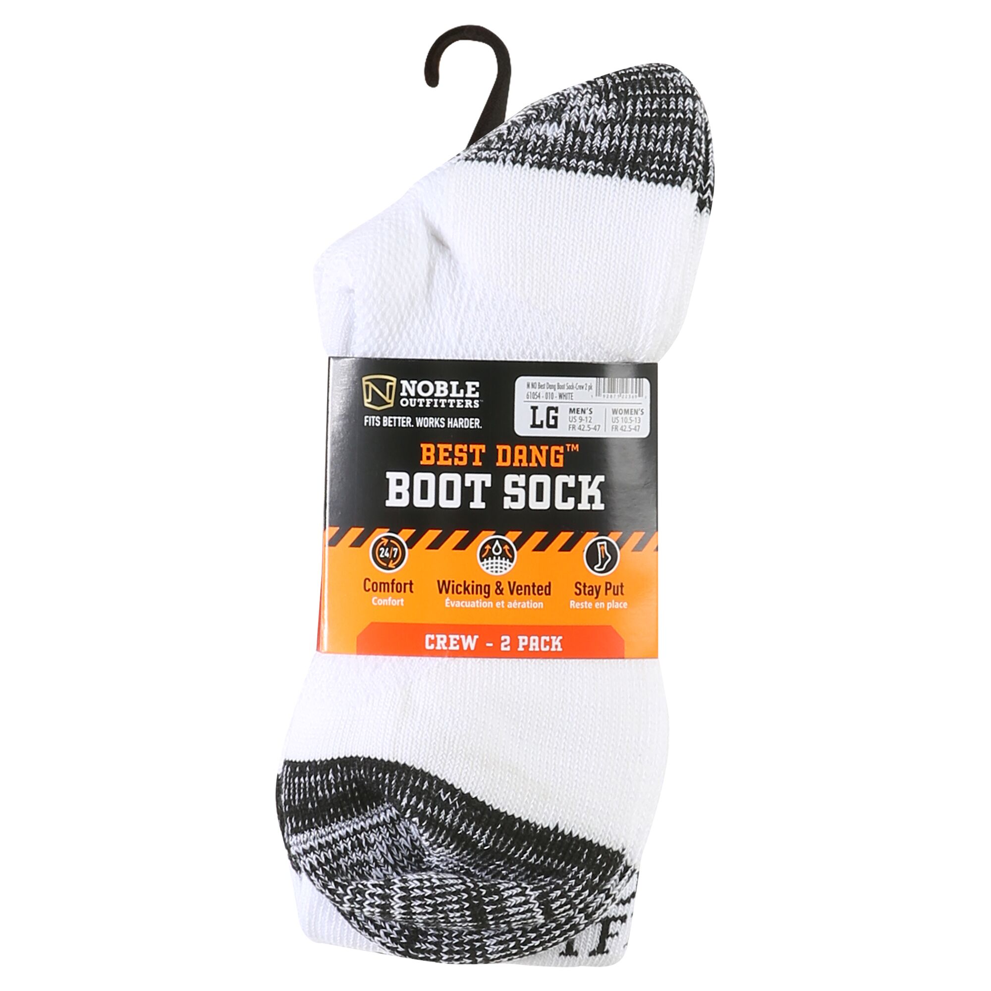 Men's Crew Best Dang Boot Sock 2-Pack in White