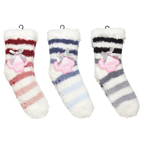 Snuggle Feet Snuggle Feet Striped Slipper Sock in Assorted - S-XL