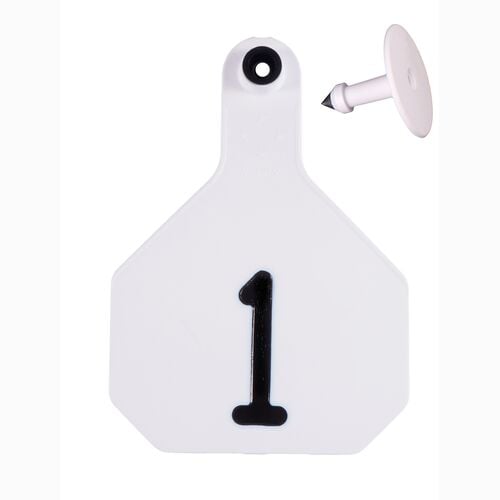 Y-Tex All-American 4* Large #1-25 2-Piece Ear Tag in White - 25 Tags
