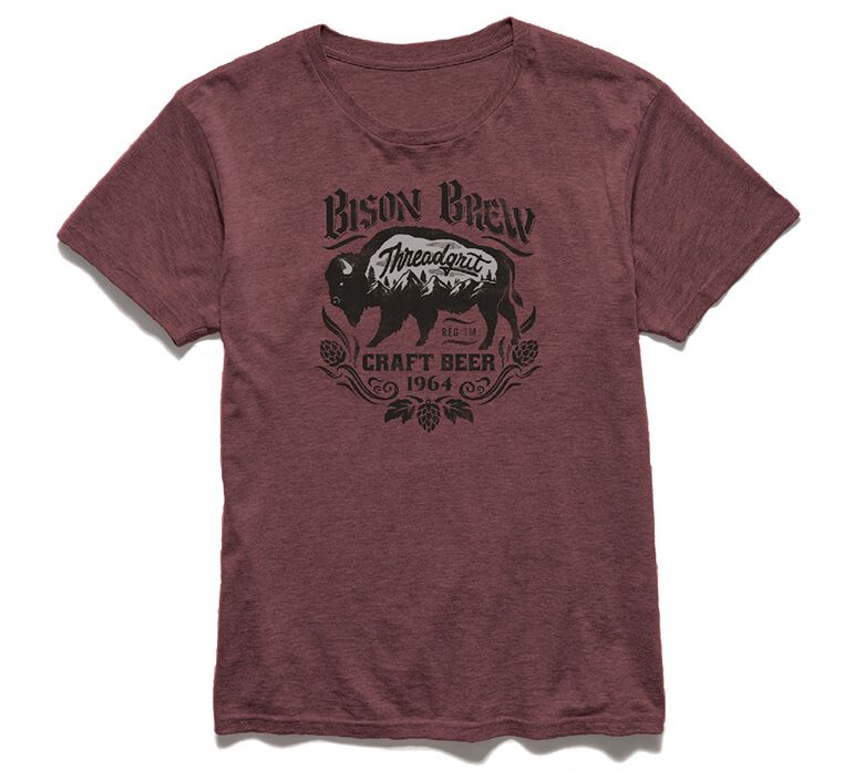 Men's Bison Brew T-Shirt in Maroon Heather