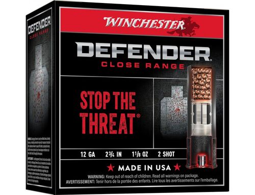 Defender Close Range 12 Gauge 2.75" #2 Shot Shotshells - 25 Rounds