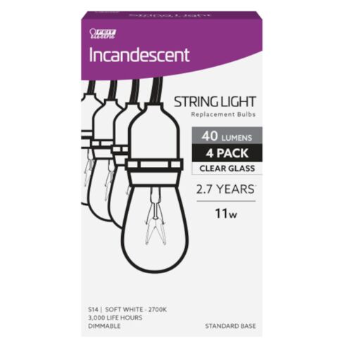 Feit Electric 11W Soft White E26 Clear Dimmable Incandescent String ...
